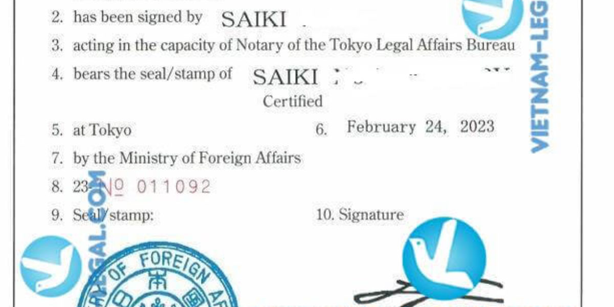 Apostille result of Master Degree issued in Japan for use in Korea on 24.3.2023 - legalization