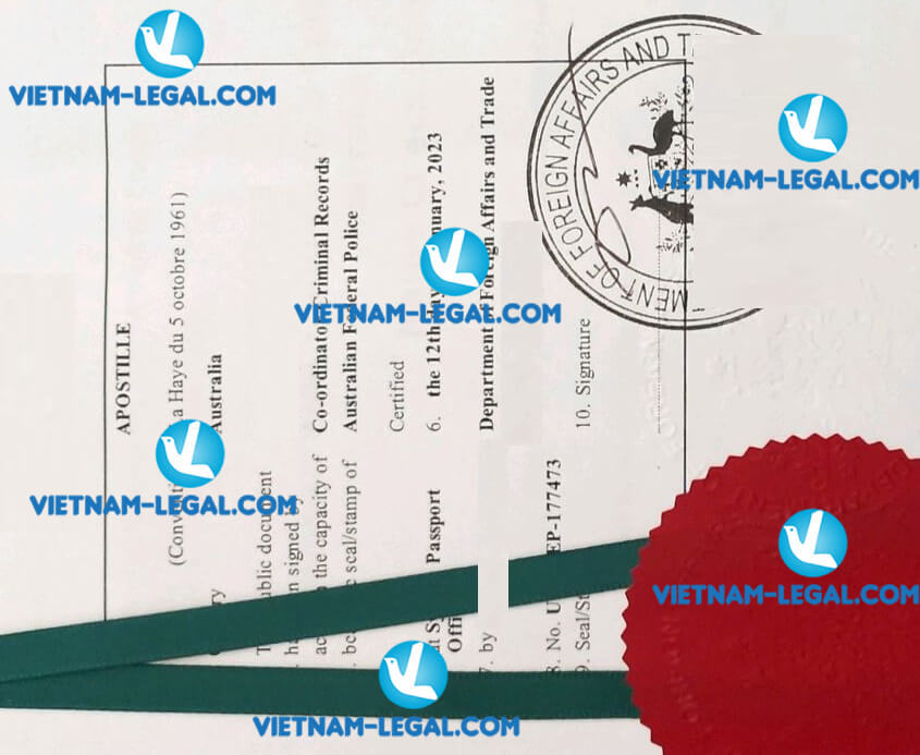 Apostille result of Criminal Record issued in Australia for use in ...