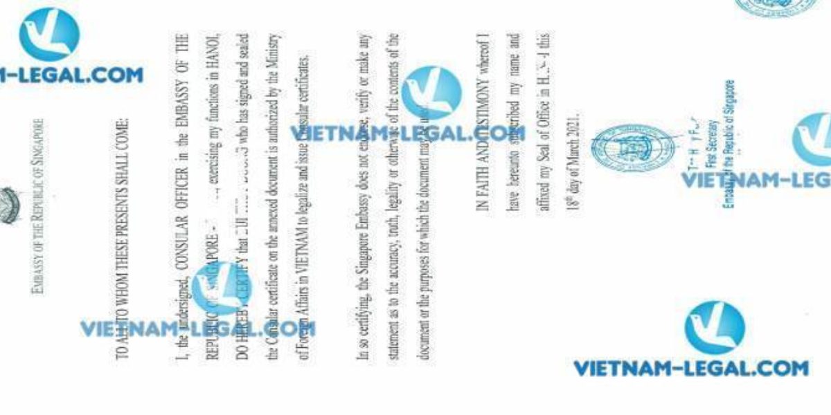 Consular Legalization of Vietnamese Documents for Use in Singapore ...