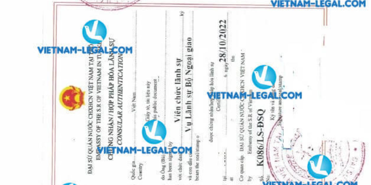 Consular certification from Embassy of Turkey - legalization